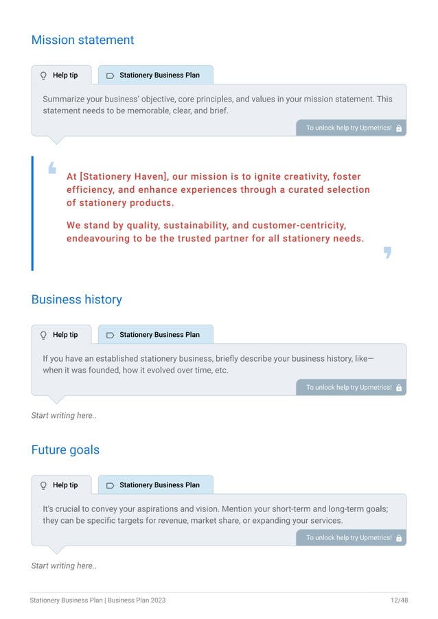 stationery business plan example | upmetrics | PDF | Business ...