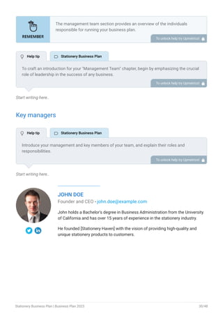 stationery business plan example | upmetrics | PDF
