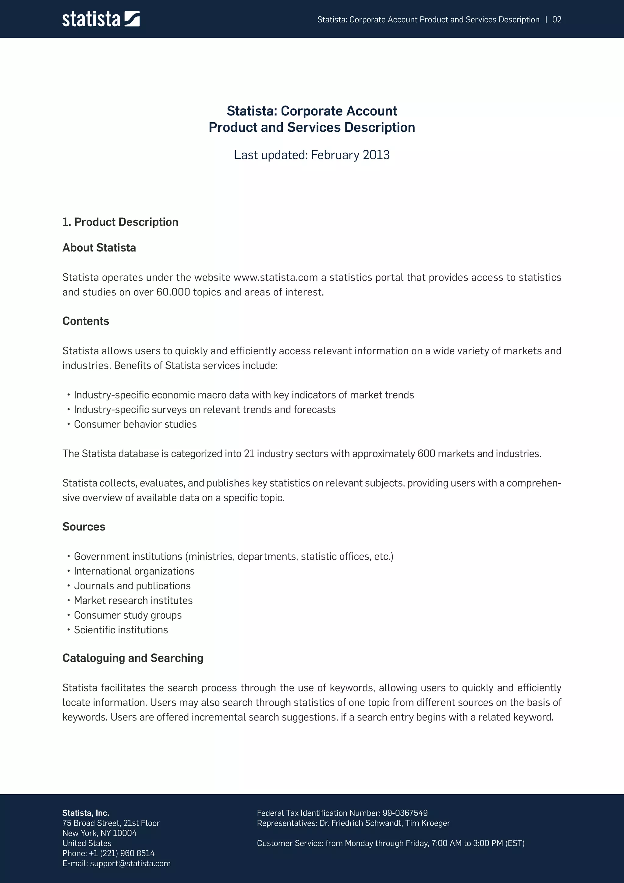 Statista Corporate Account Features | PDF