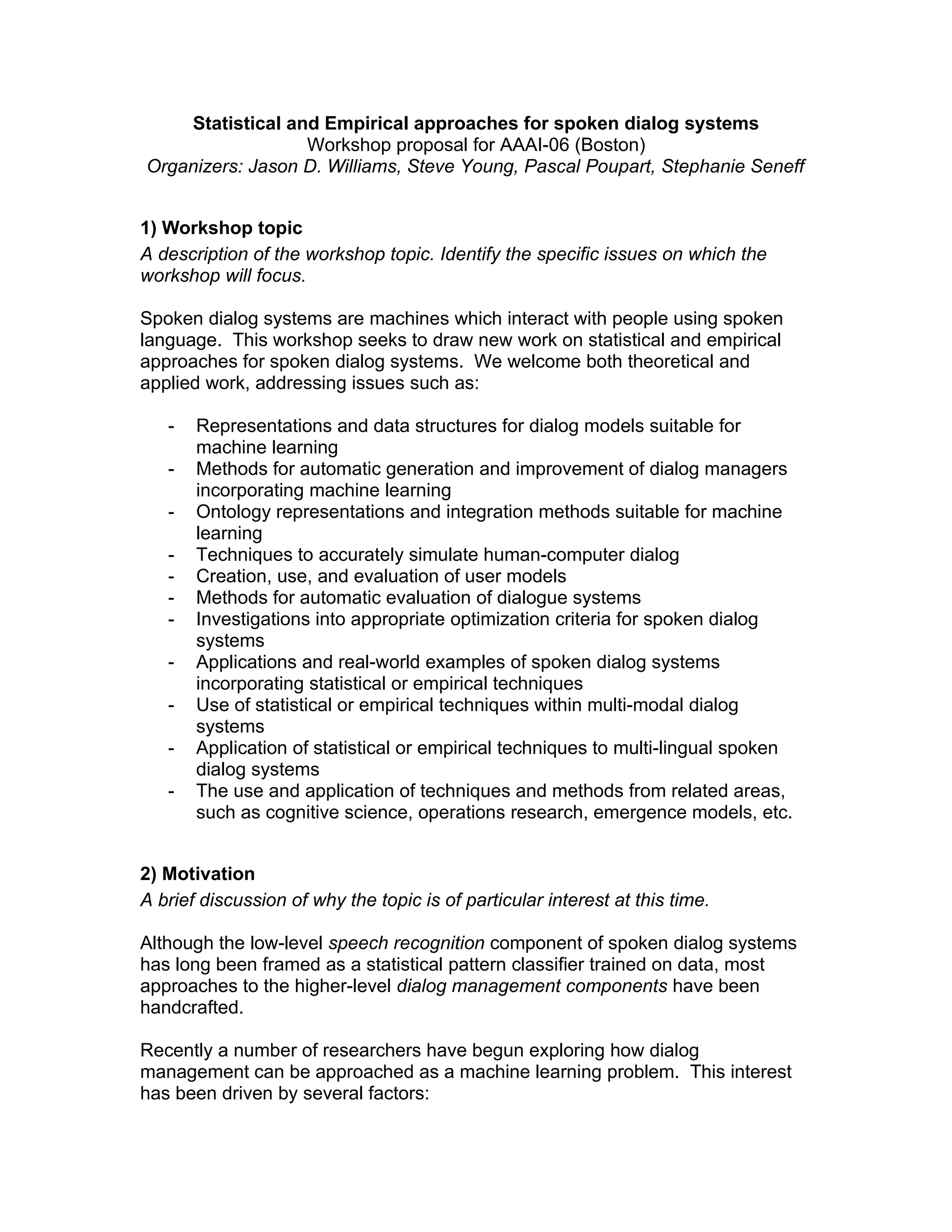 Statistical and Empirical Approaches to Spoken Dialog Systems | PDF