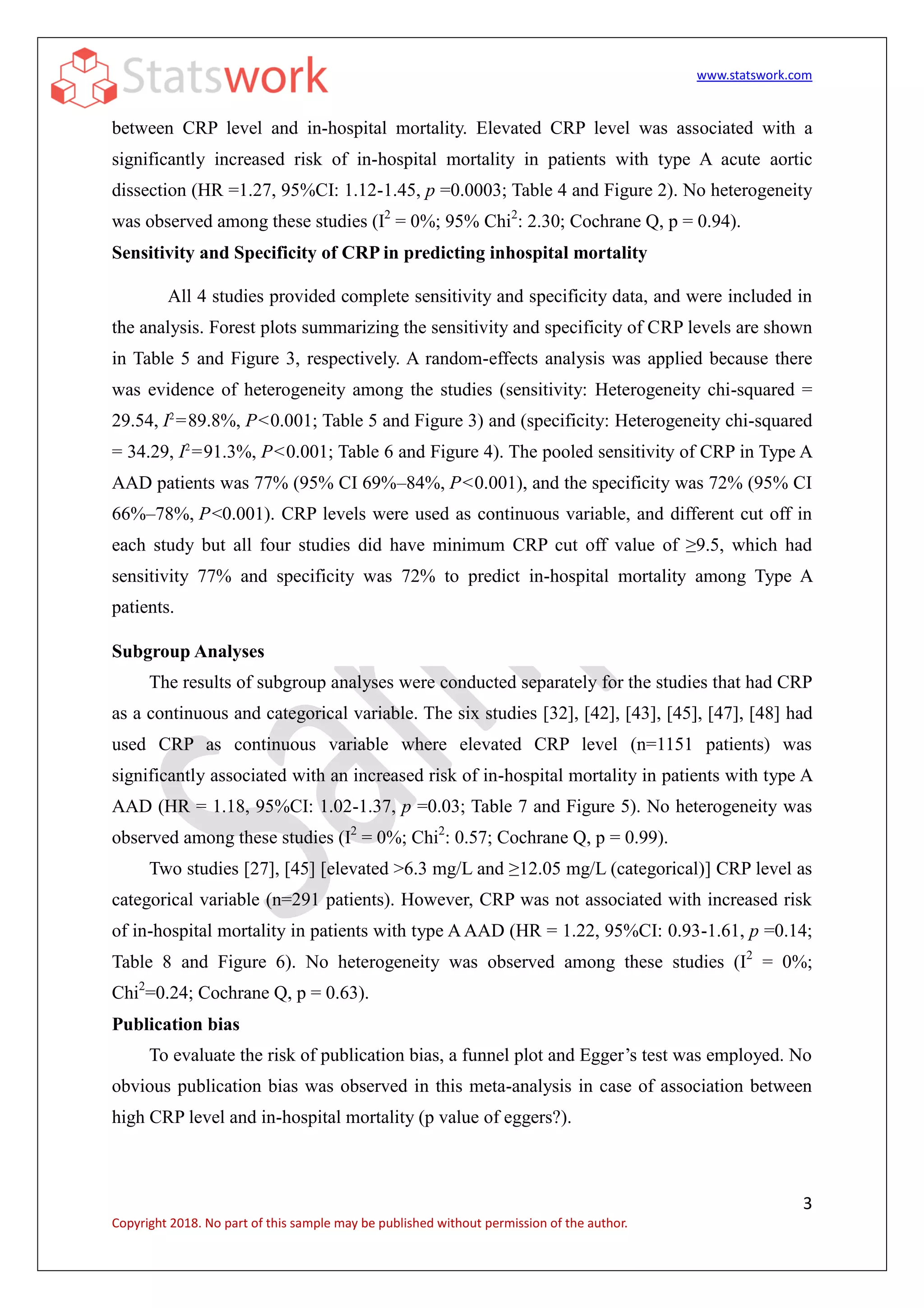 Quantitative Statistical Analysis Work Sample From Statswork | PDF