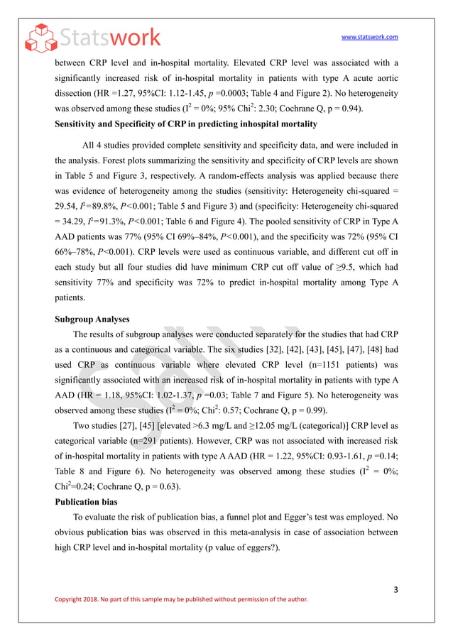 Quantitative Statistical Analysis Work Sample From Statswork Pdf
