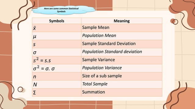 Statistical Symbols And Summation Notationpdf Science