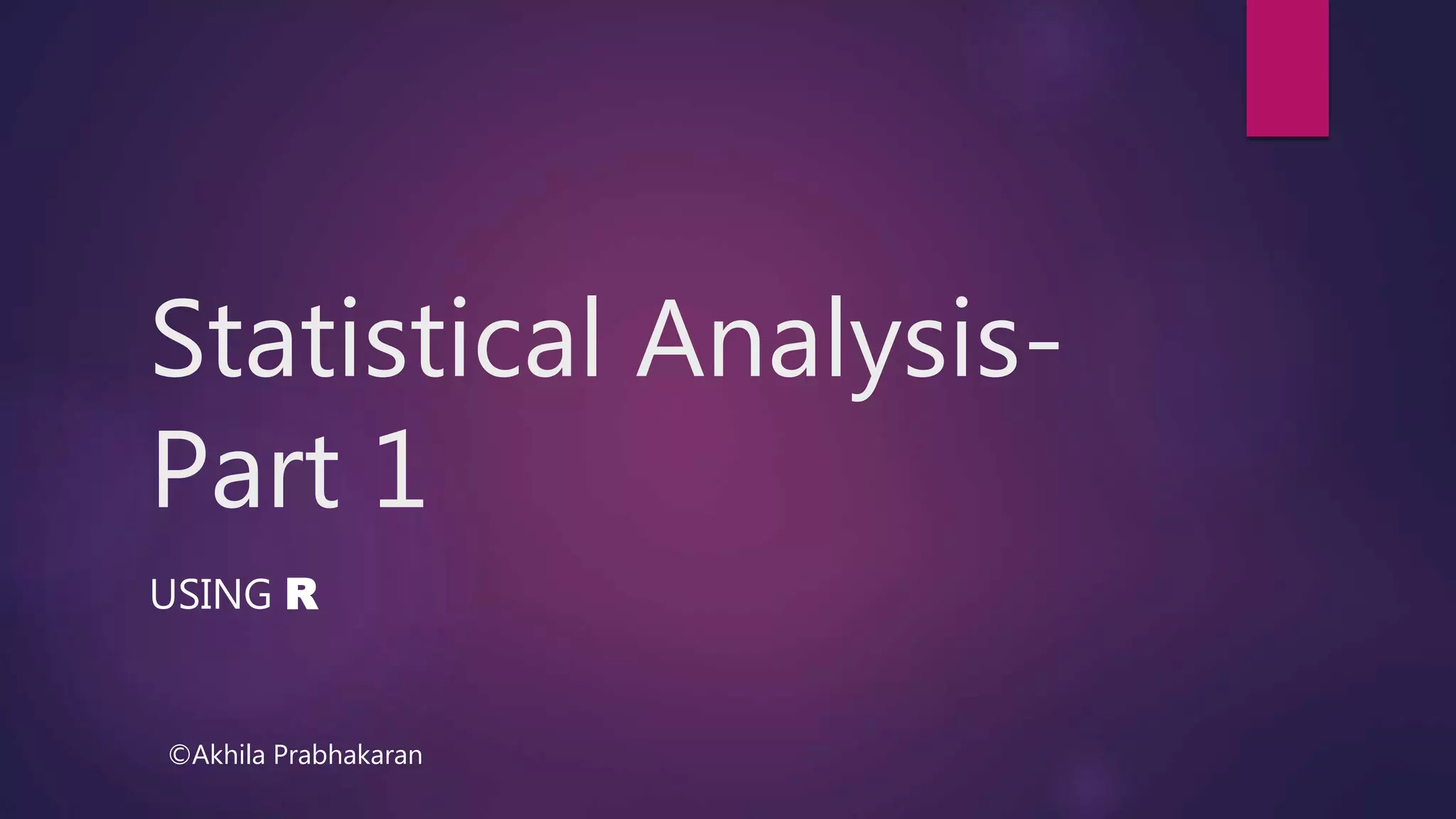 Statistical Analysis with R -I | PPTX