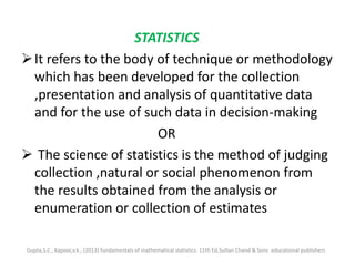 Statistical analysis and its applications | PPTX