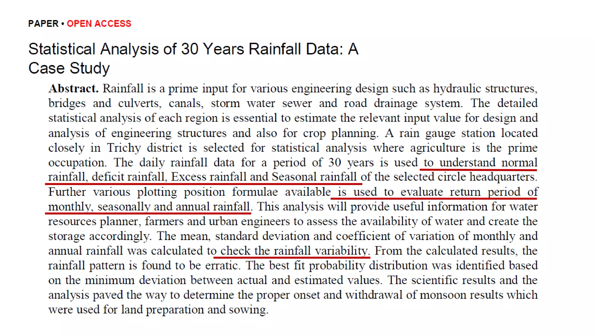 Statistical analysis of rainfall data | PDF