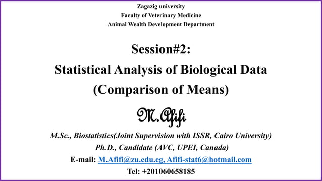 Statistical analysis of biological data (comaprison of means) | PPT