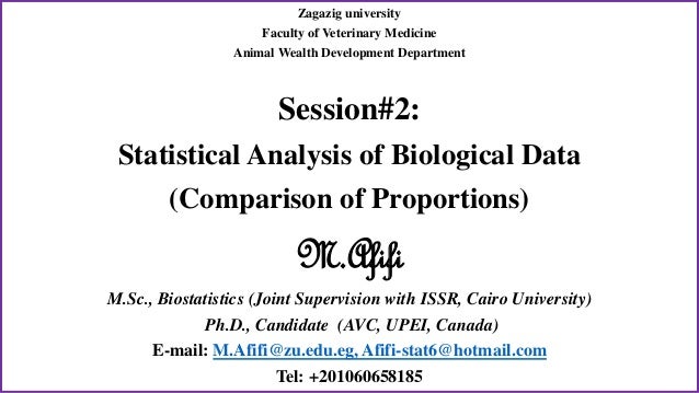 Statistical analysis of biological data (comparison of proportions)
