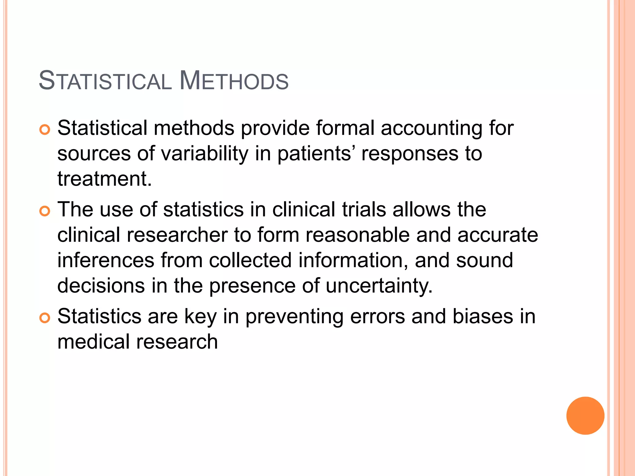 Statistical analysis of clinical data | PPTX