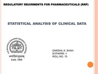 Statistical analysis of clinical data | PPTX