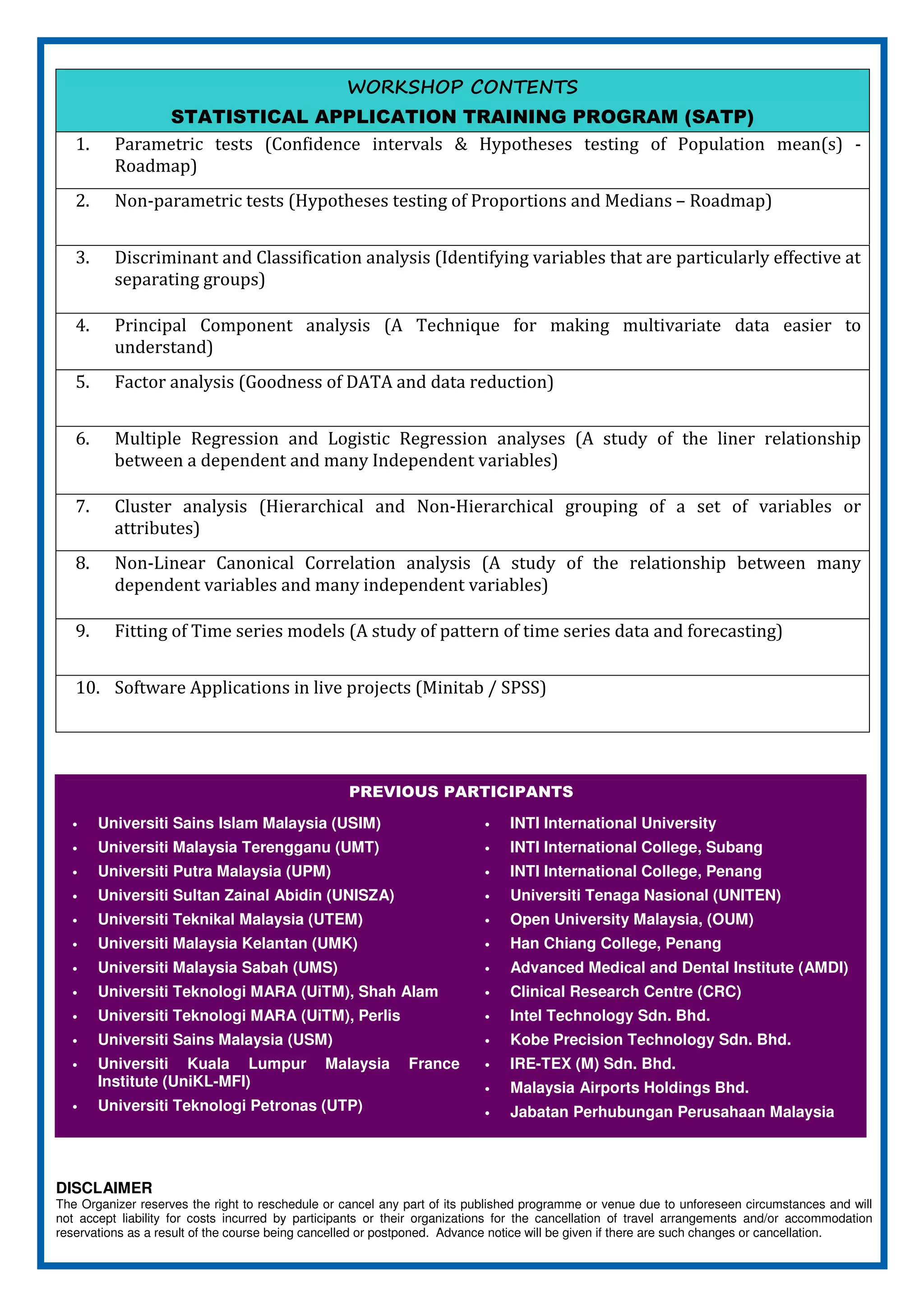 STATISTICAL APPLICATION TRAINING PROGRAM | PDF | Computer Software and ...
