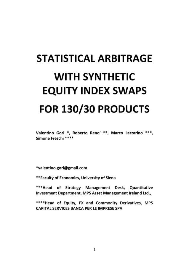 Statistical Arbitrage Strategies | PDF