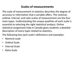 Understanding the Different Scales of Measurement with Examples | PPT