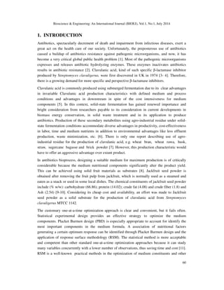 Statistical based media optimization and production of clavulanic acid by solid state ...