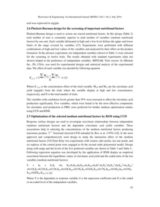 Statistical based media optimization and production of clavulanic acid by solid state ...