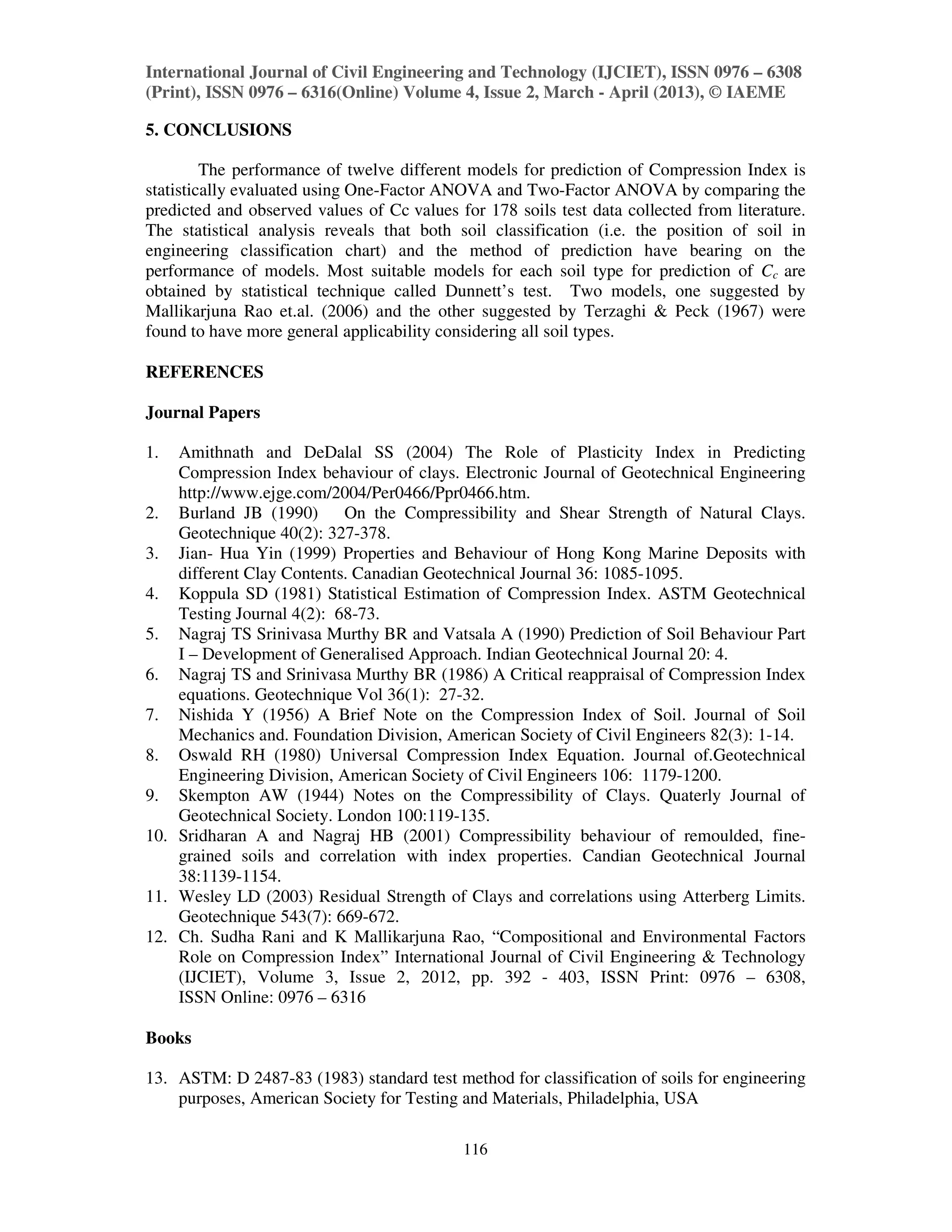Statistical evaluation of compression index equations | PDF