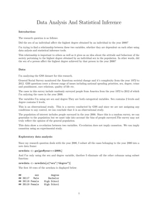 Data Analysis and Statistical inference | PDF