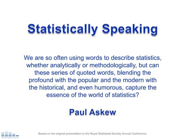 Statistically speaking | PPT