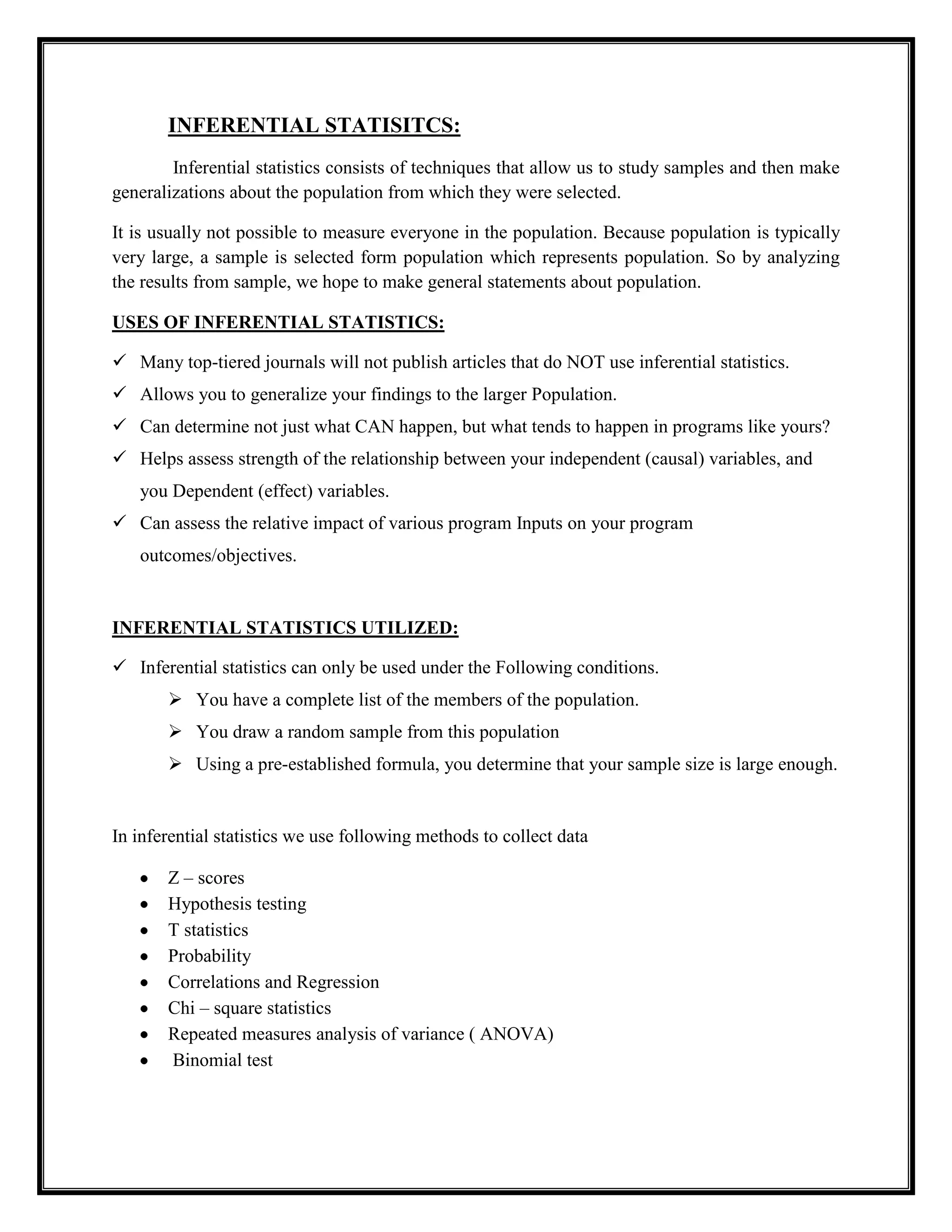 descriptive and inferential statistics | DOCX