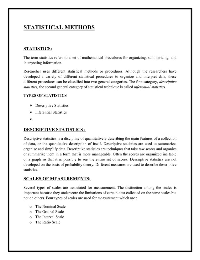 descriptive and inferential statistics | DOCX