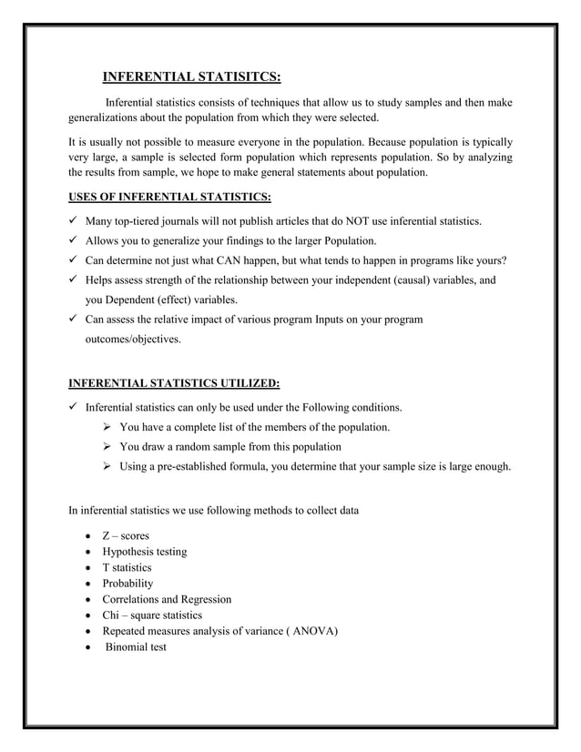 descriptive and inferential statistics | DOCX