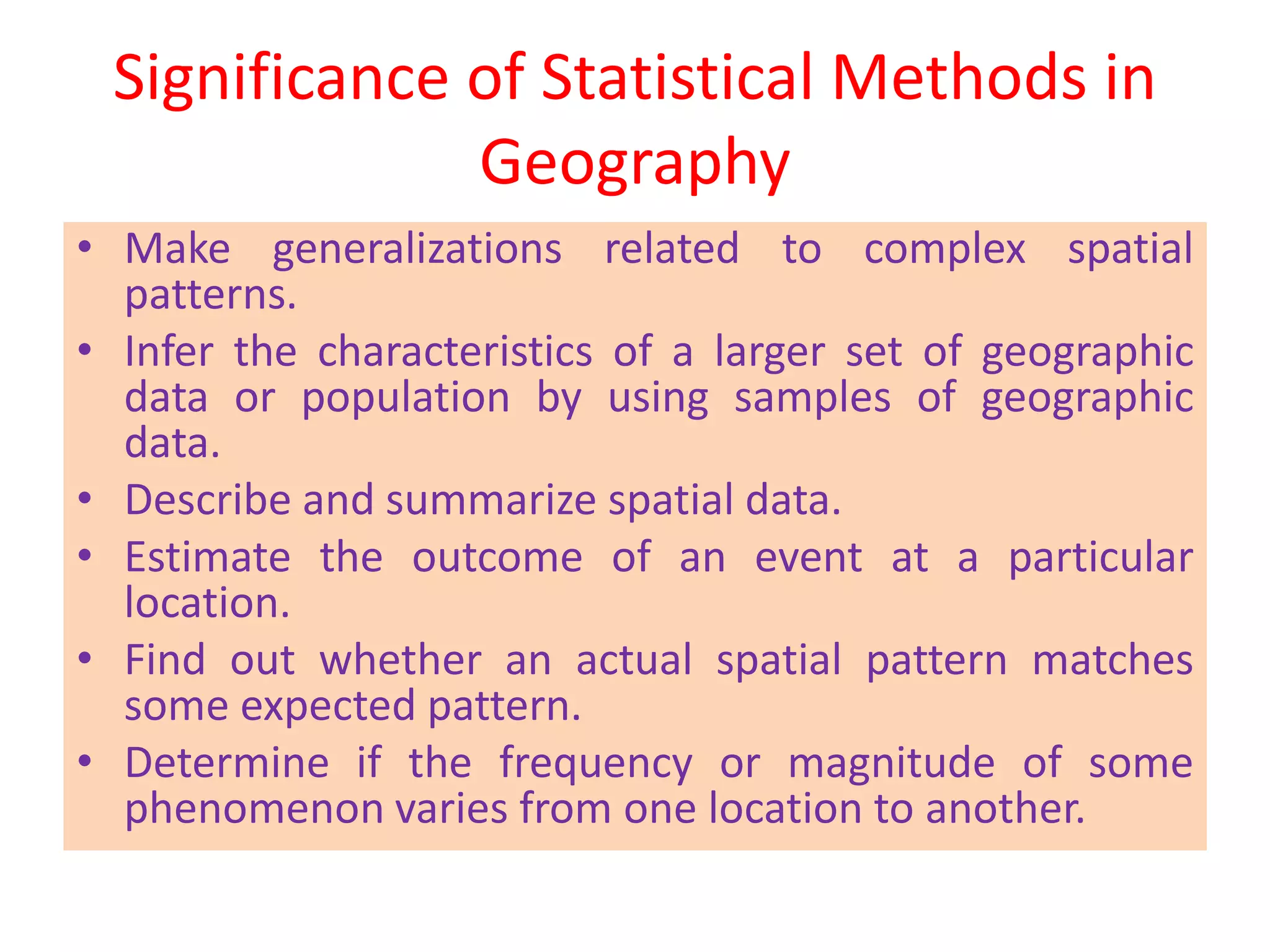 STATISTICAL METHODS IN GEOGRAPHY | PPTX