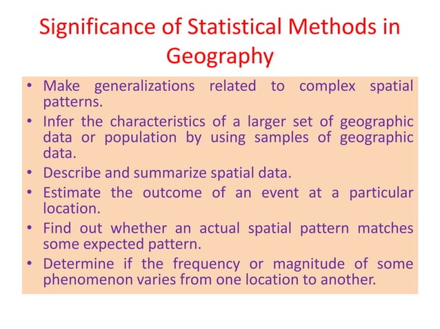 STATISTICAL METHODS IN GEOGRAPHY | PPTX