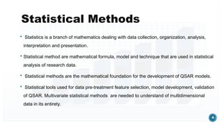 STATISTICAL METHODS USED IN QSAR- CADD MPHARM | PPTX | Chemistry | Science