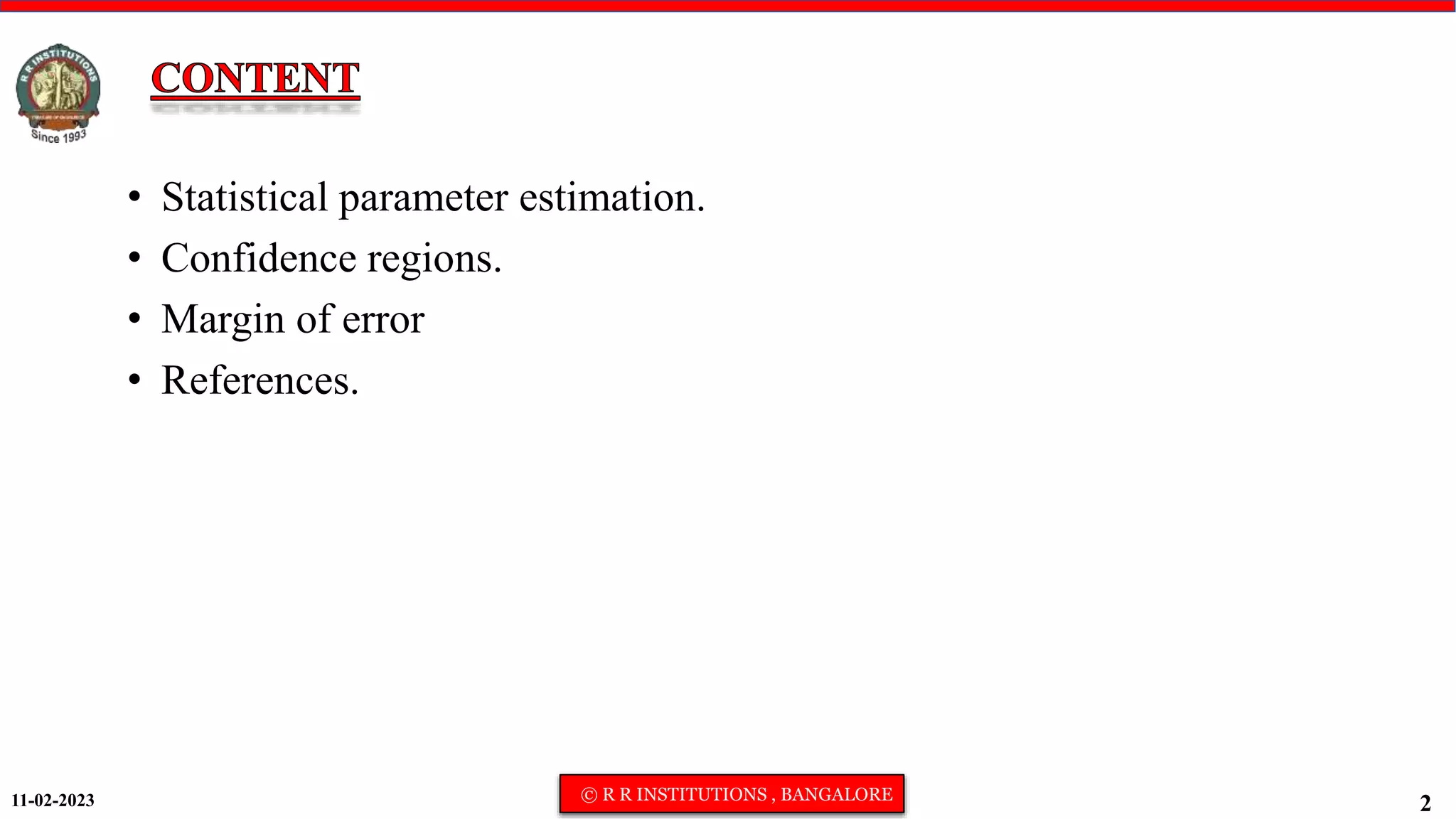 Statistical Parameters Estimation Confidence Regionpptx Science