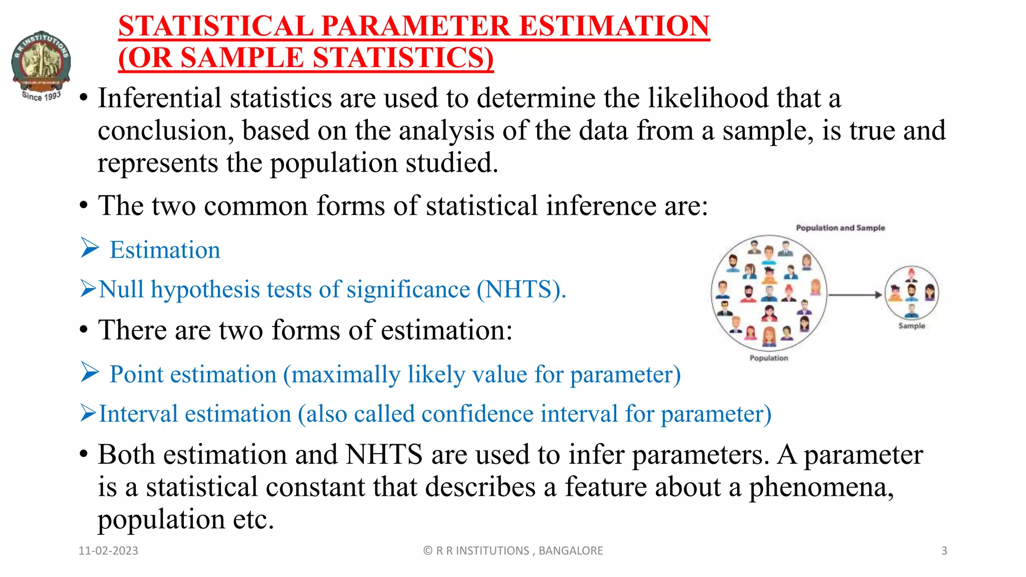 Statistical Parameters Estimation Confidence Regionpptx Science