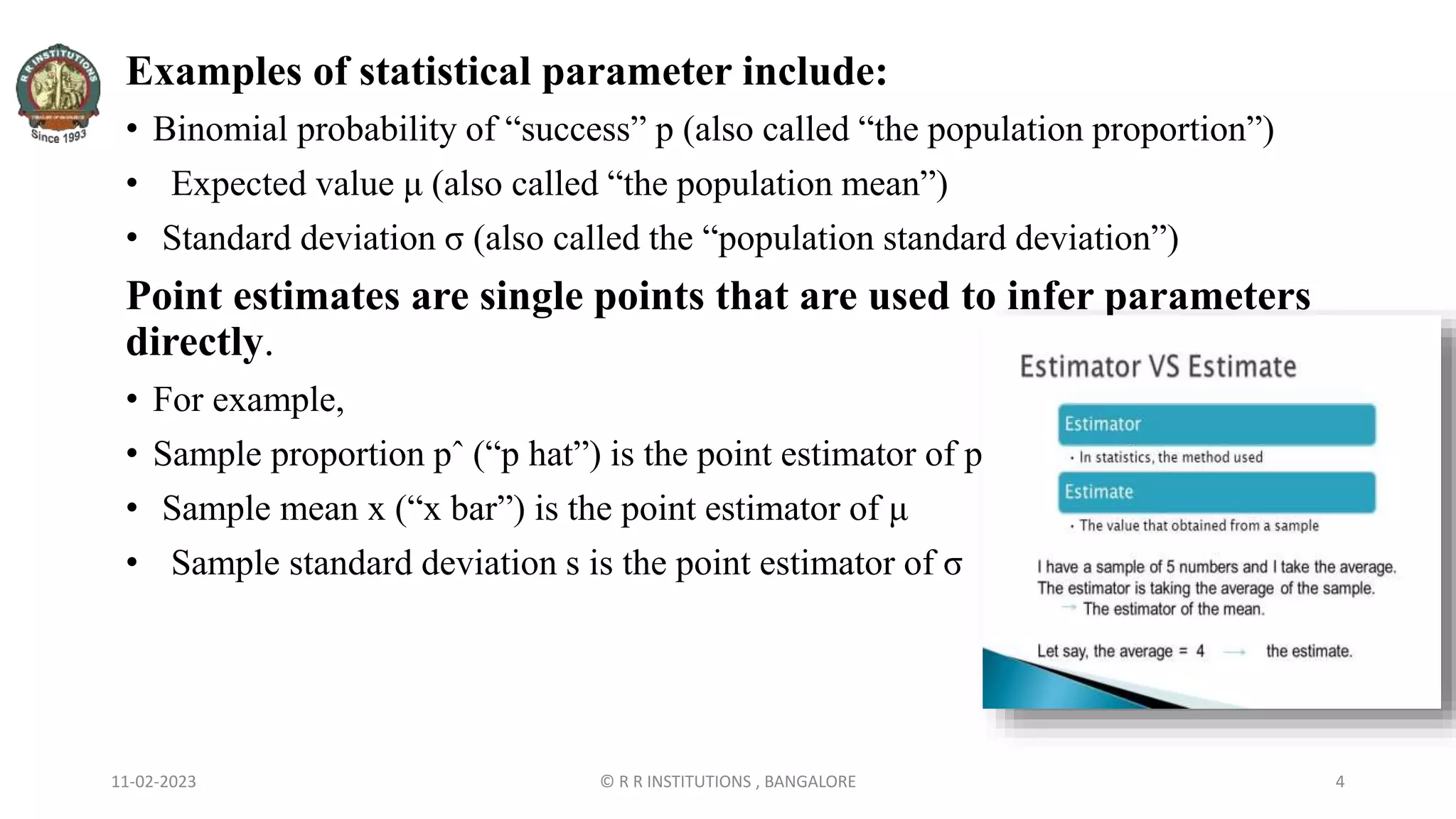 Statistical Parameters Estimation Confidence Regionpptx Science