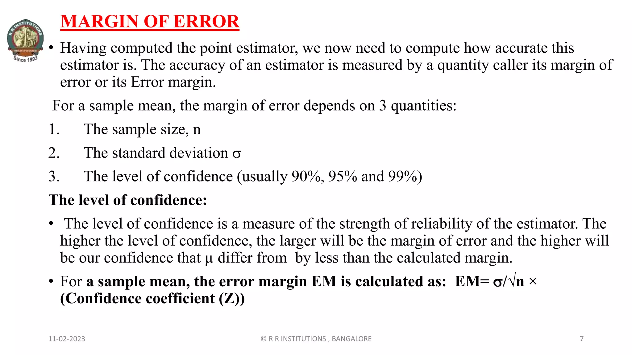 Statistical Parameters Estimation Confidence Regionpptx Science
