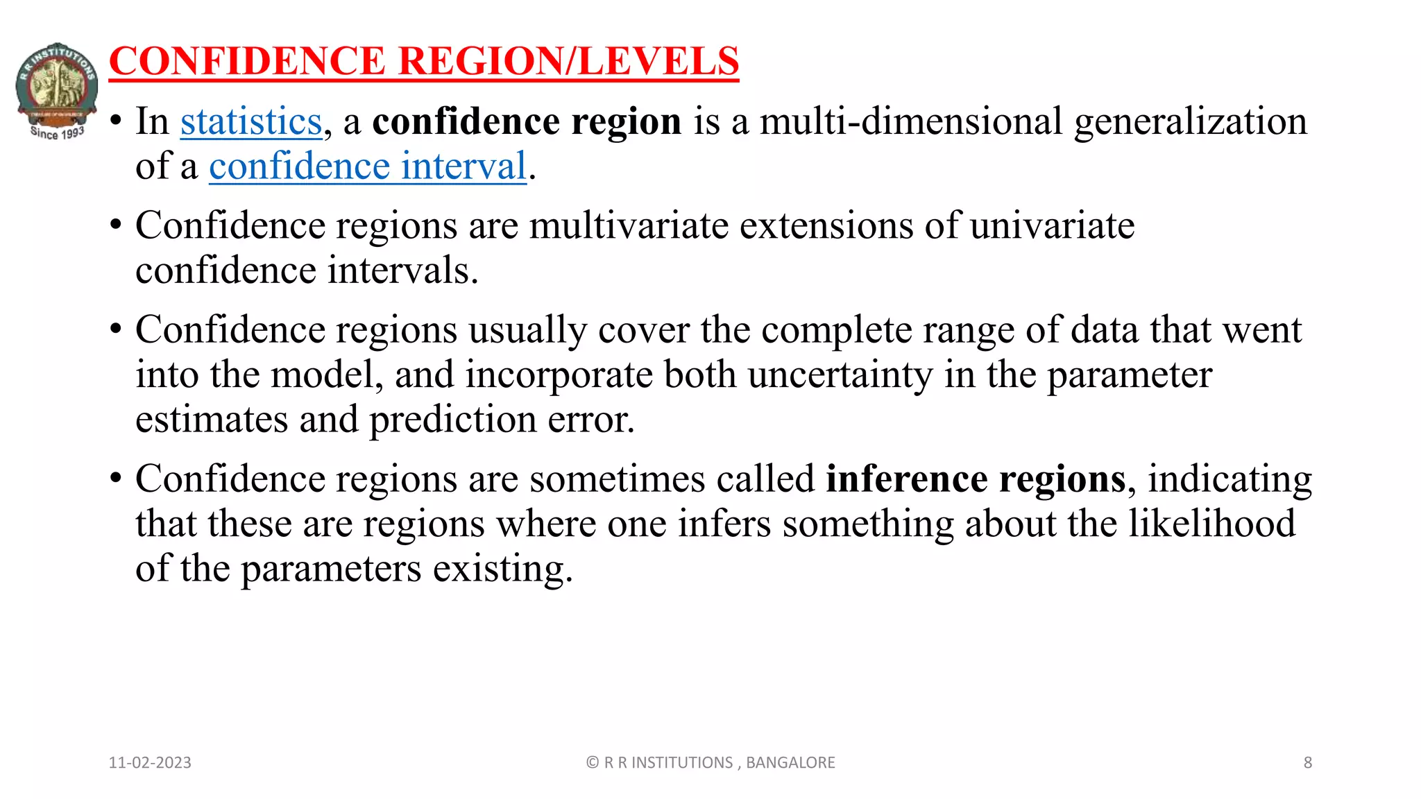 Statistical Parameters Estimation Confidence Regionpptx Science