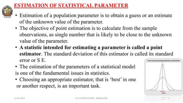 Statistical Parameters , Estimation , Confidence region.pptx | Science
