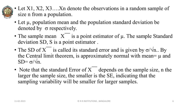 Statistical Parameters Estimation Confidence Regionpptx Science