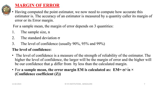 Statistical Parameters Estimation Confidence Regionpptx Science