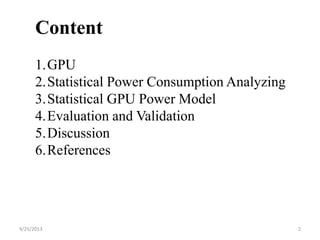 Statistical power consumption analysis and modeling | PPTX