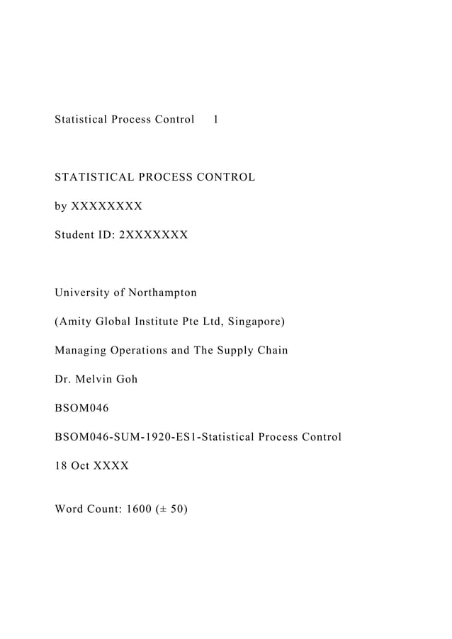 Statistical Process Control 1 STATISTICAL PROCESS .docx
