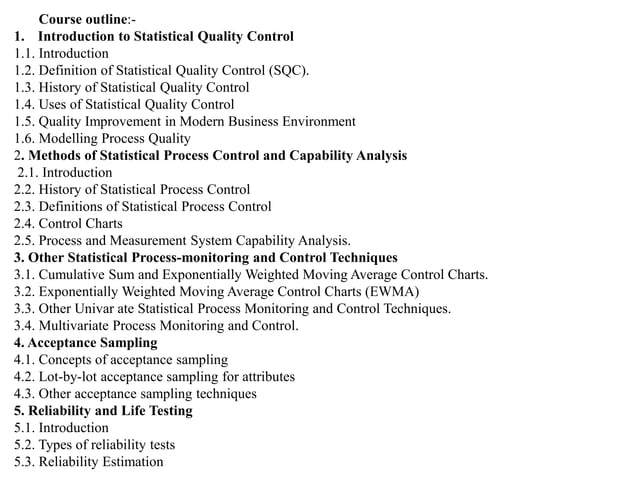 Statistical quality control 1,2 | PPT
