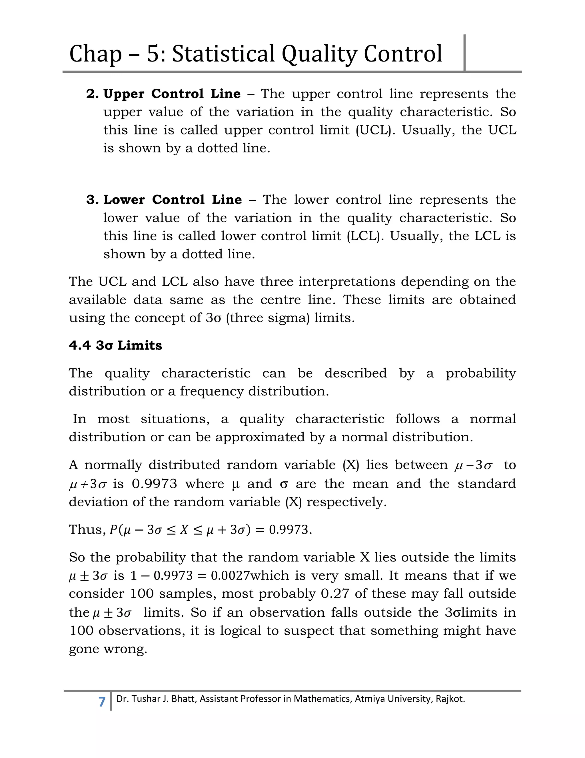 Statistical Quality Control Lecture Notespdf
