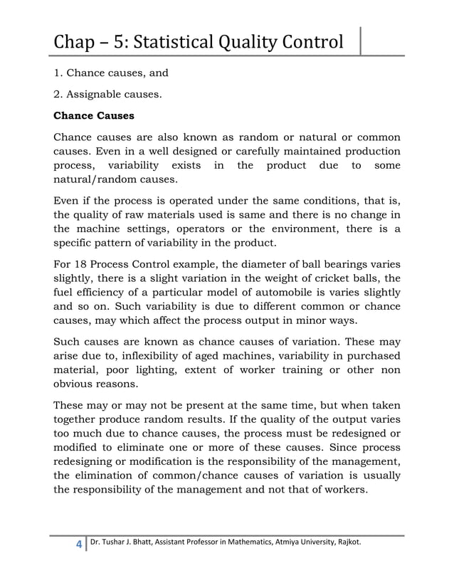 Statistical Quality Control Lecture Notespdf