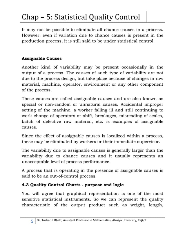 Statistical Quality Control Lecture Notespdf