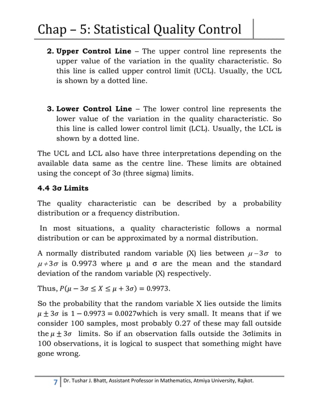 Statistical Quality Control Lecture Notespdf