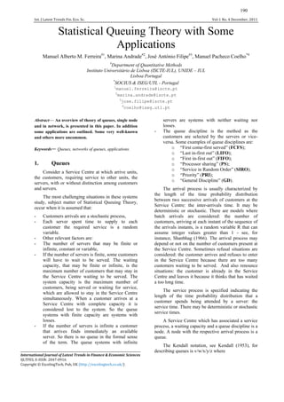 Statistical Queuing Theory with Some Applications.pdf