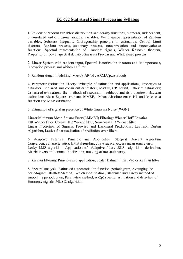 Statistical signal processing(1) | PDF