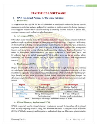 STATISTICAL SOFTWARE, SPSS, SAS, Epi Info | PDF