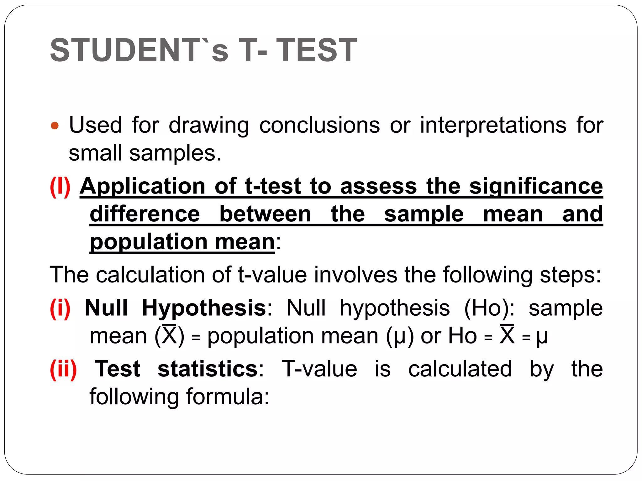 Statistical tests of significance and Student`s T-Test | PPTX