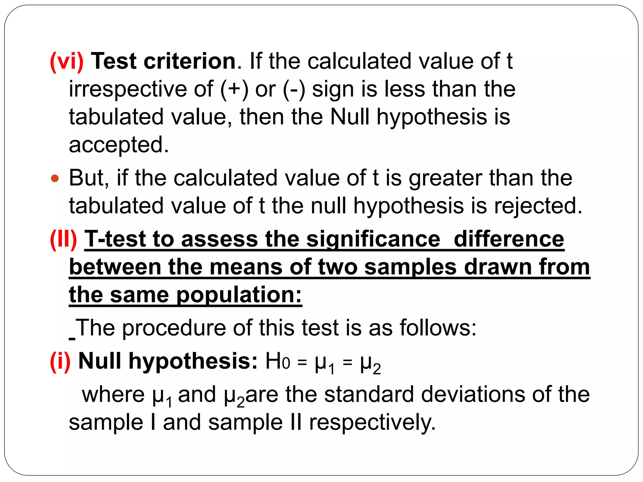 Statistical tests of significance and Student`s T-Test | PPTX