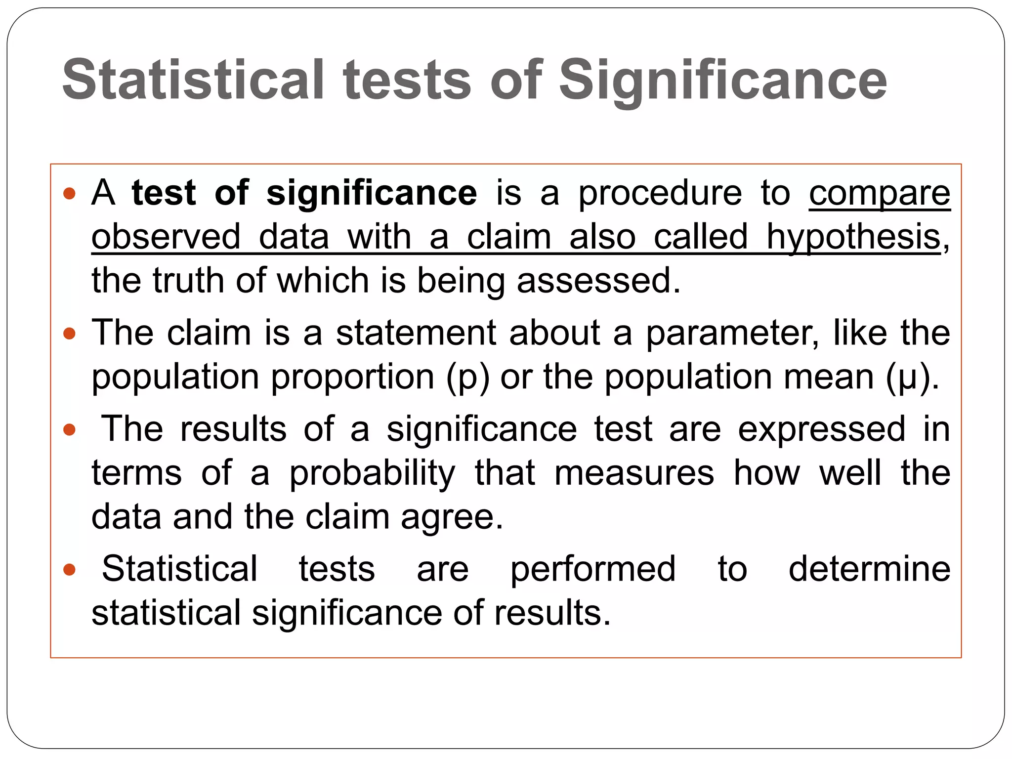 Statistical tests of significance and Student`s T-Test | PPTX