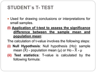 Statistical tests of significance and Student`s T-Test | PPTX